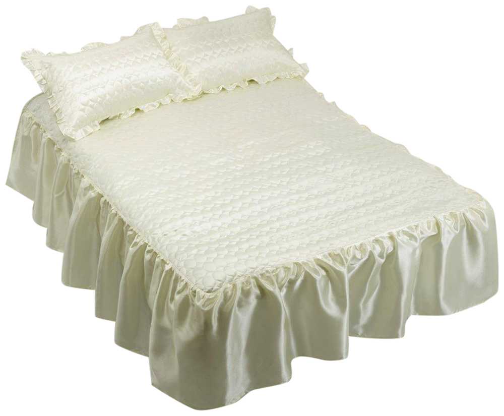 Traditional Satin Quilted Bedspread And Shams Set Luxury Duvet Bedroom