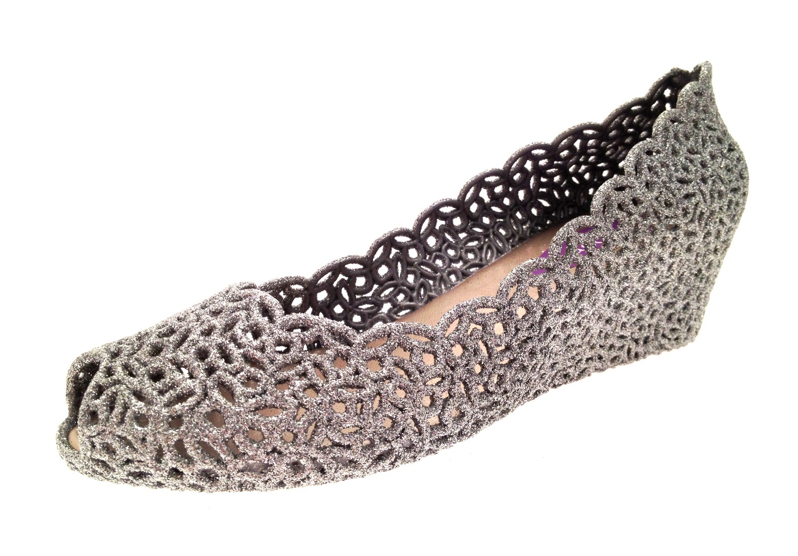 Womens Glitter Wedge Jelly Sandals Peeptoe Jellies Ballet Pumps Ladies Size 3 8 Ebay
