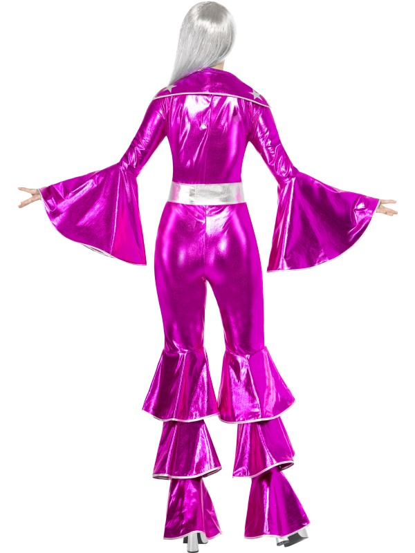 Adult Hot Pink Dancing Dream Abba Fancy Dress Costume 70s Ladies Women