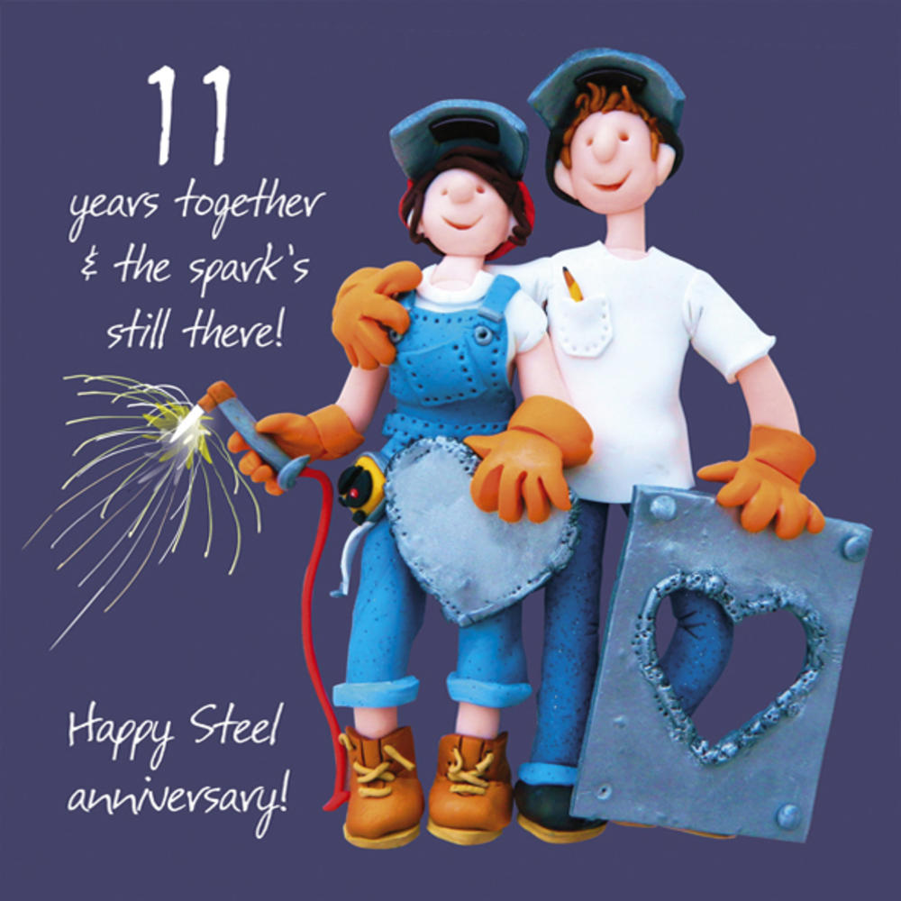 Happy 11th Steel Anniversary Greeting Card One Lump Or Two Cards 