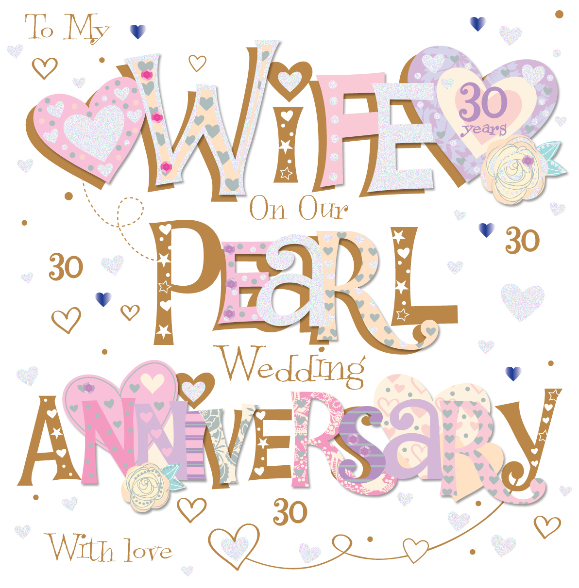 Wife Pearl 30th Wedding Anniversary Greeting Card Cards Love Kates