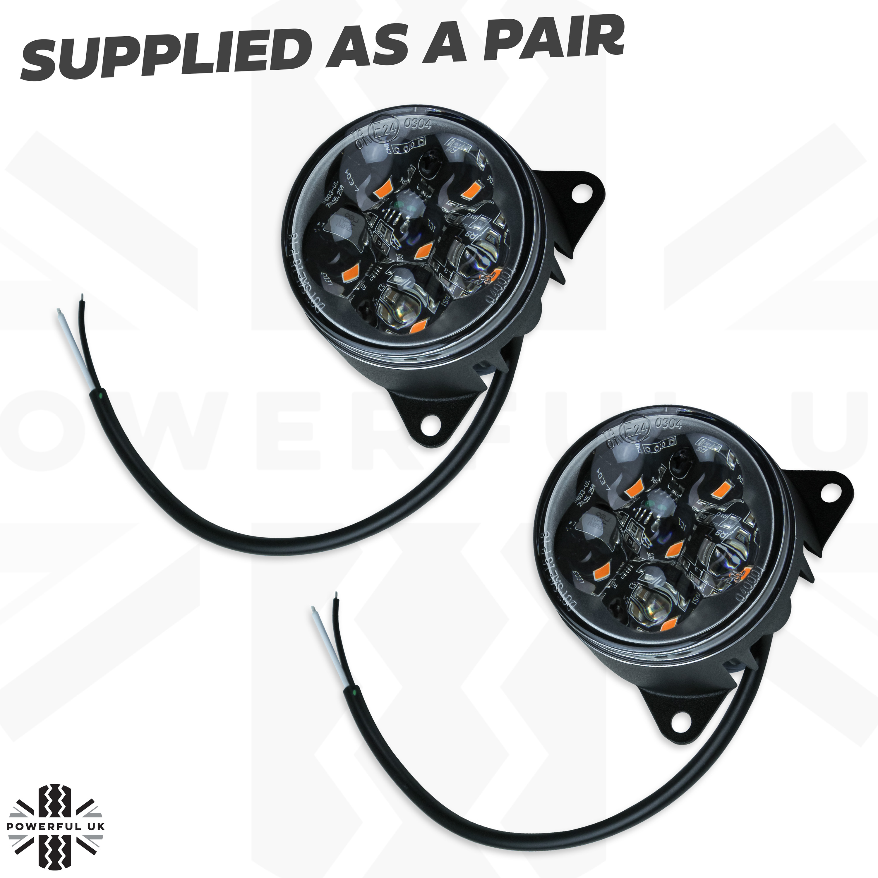x2 Round LED indicator light lamp PAIR 60mm lens aluminium amber ...