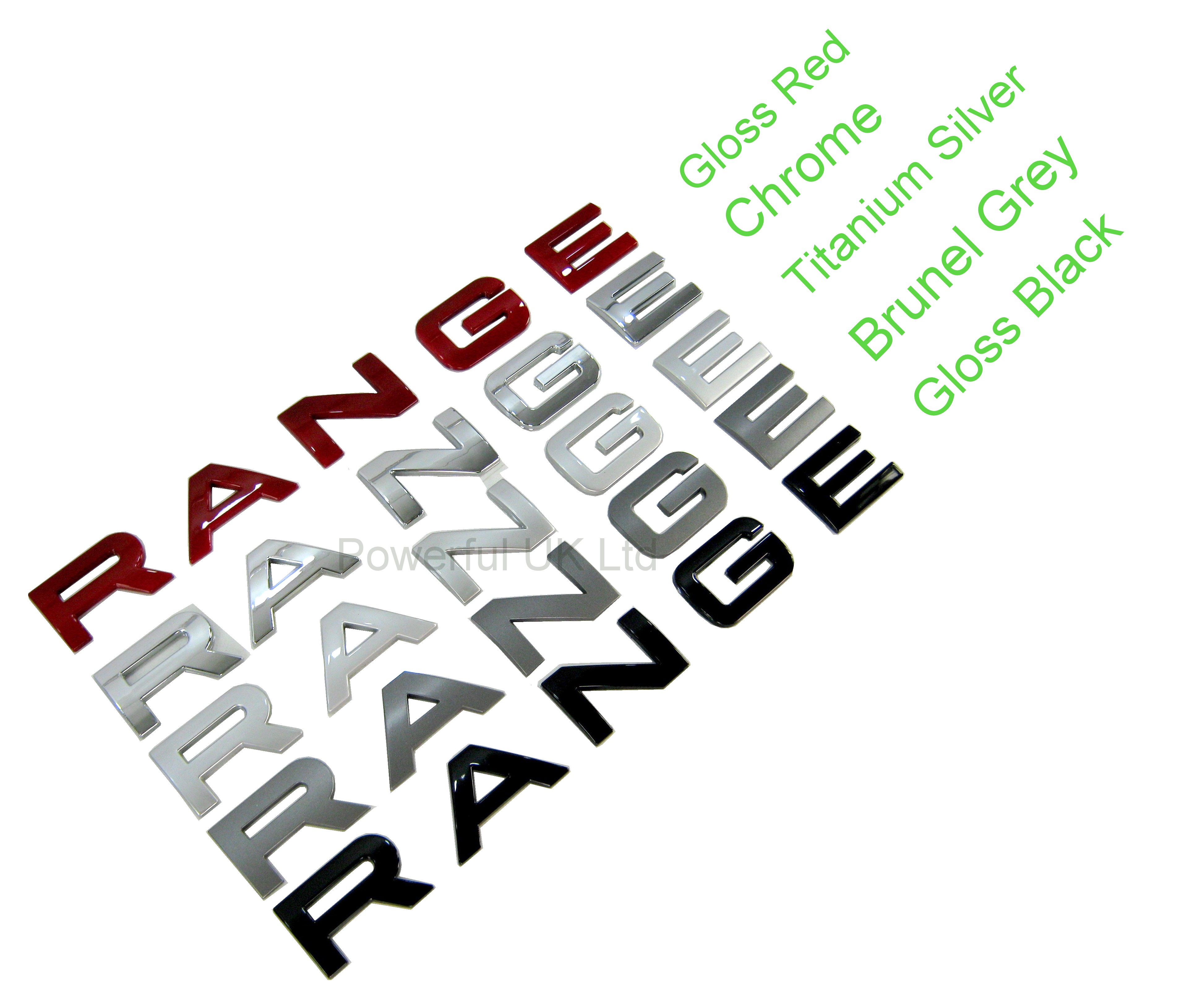 Titanium Silver BONNET LETTERING Range Rover EVOQUE letters font text logo