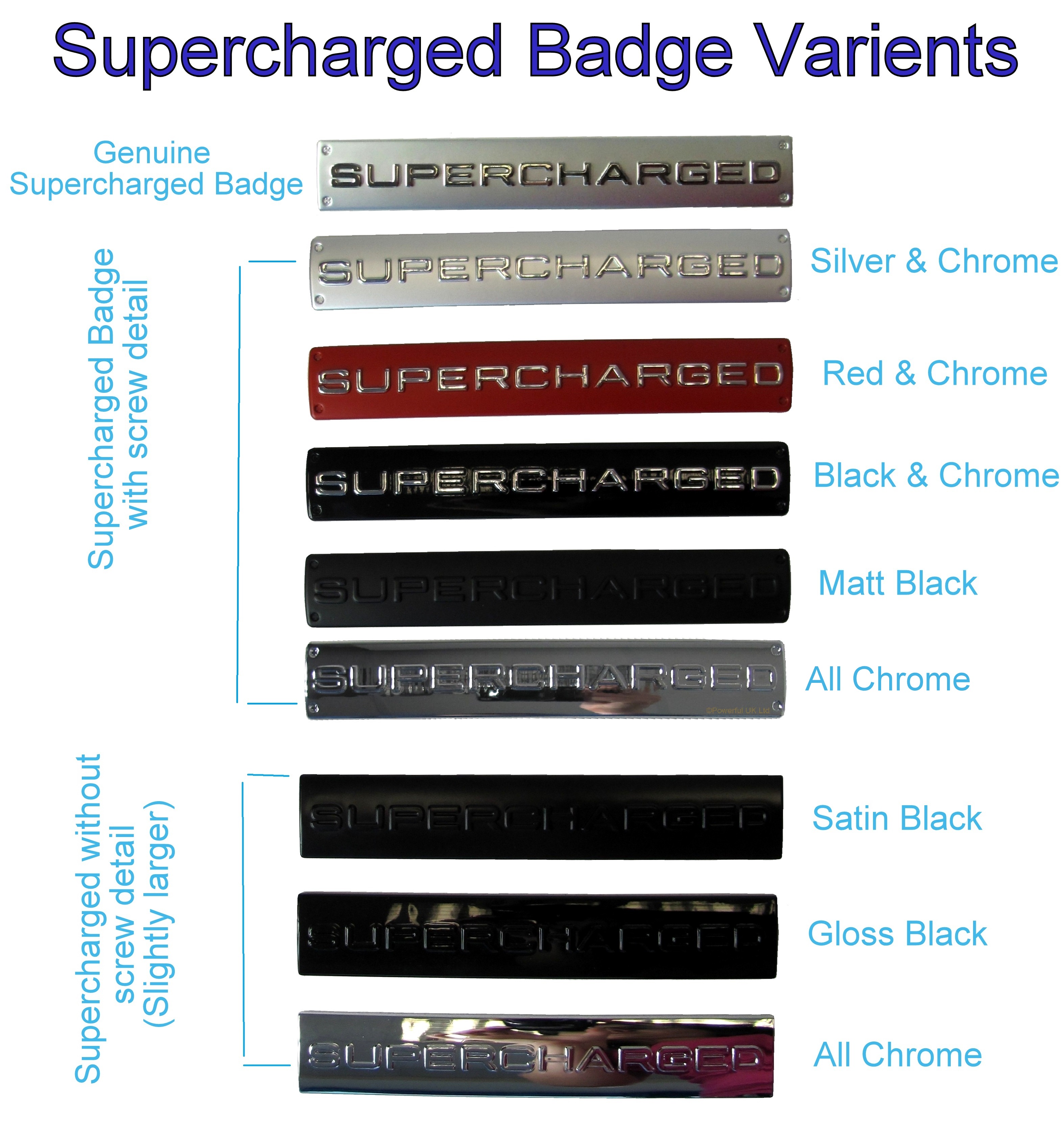 Supercharged Car Badges Black 'Supercharged' Engine Badge Decal ...