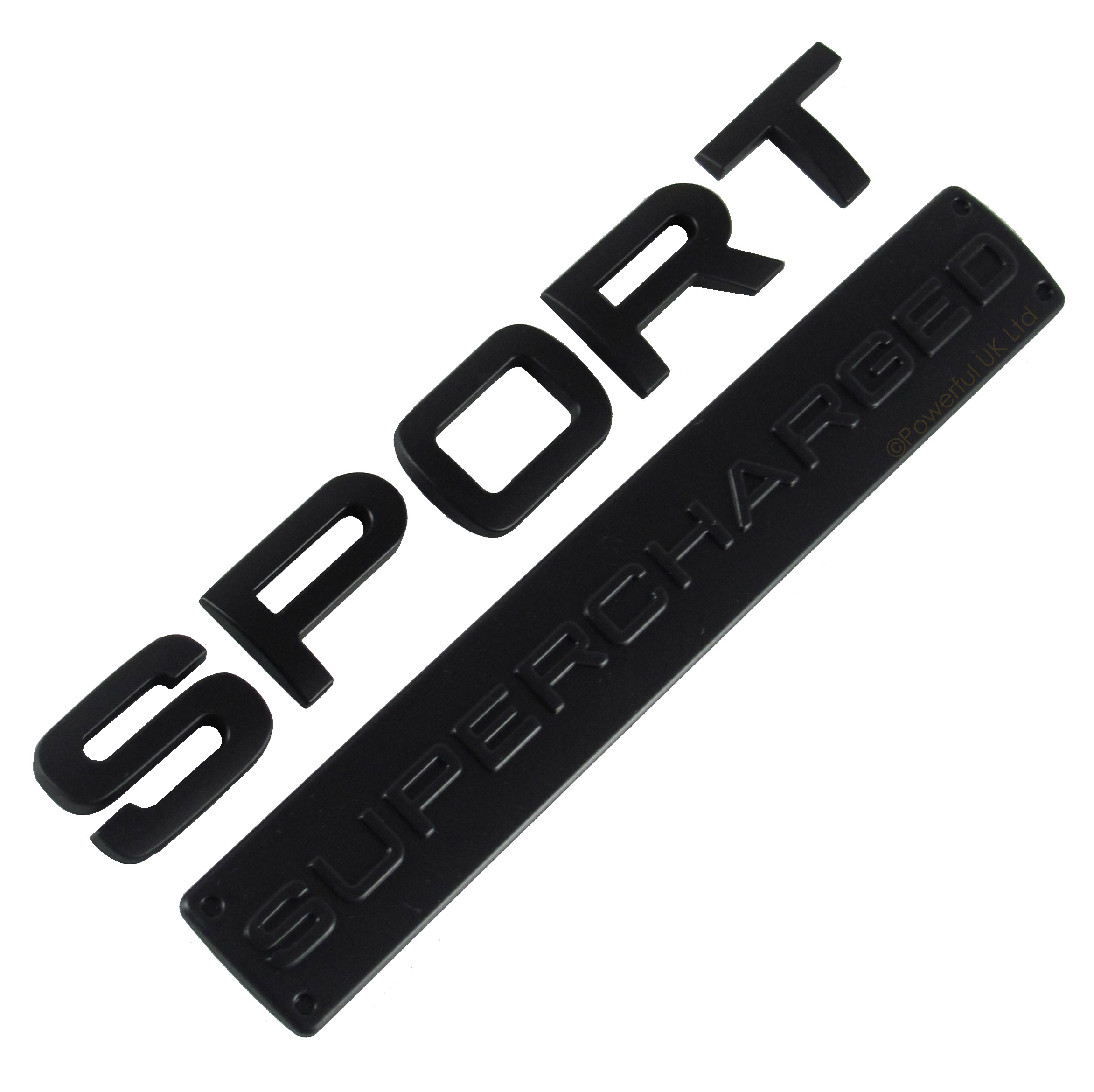 MATT BLACK SUPERCHARGED & Sport tailgate badge for Range Rover 4.4 V8 ...