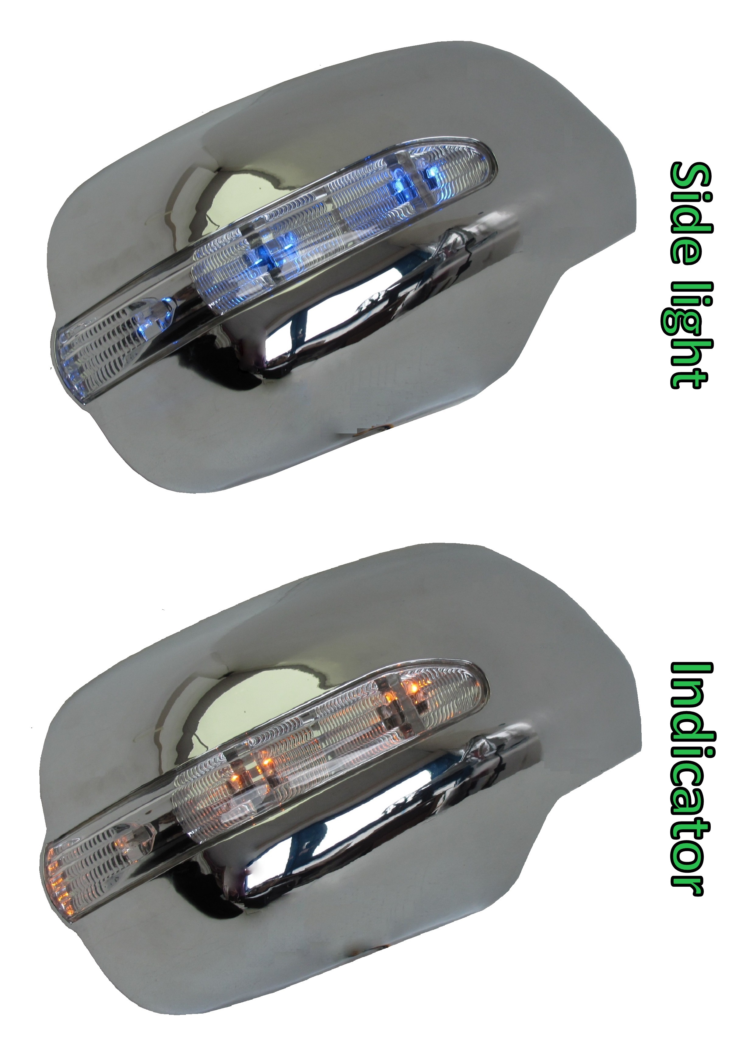 Wing Mirror Covers in Chrome with LED Indicator Light for Toyota Hilux ...