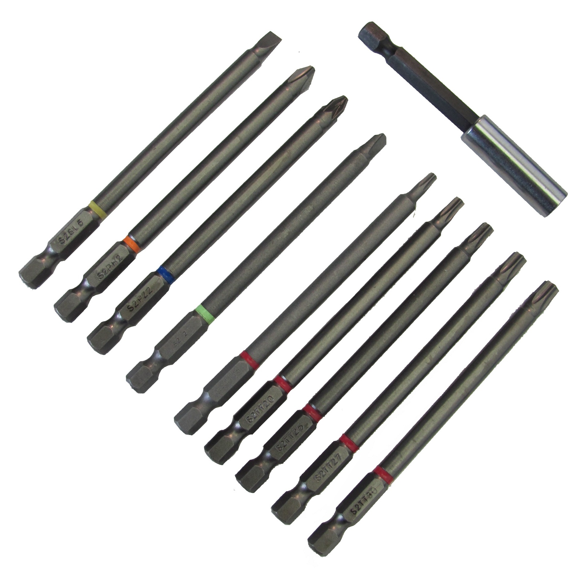 10pc Extended Long reach Screwdriver bit set Torx Posidrive Tribit T15 ...
