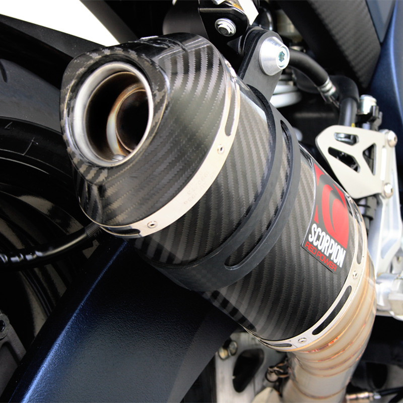 Scorpion Tagma Satin Titanium Extreme Exhaust Carbon Outlet Suzuki GSXR ...