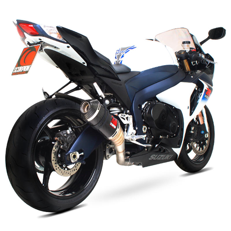 Scorpion Tagma Satin Titanium Extreme Exhaust Carbon Outlet Suzuki GSXR ...
