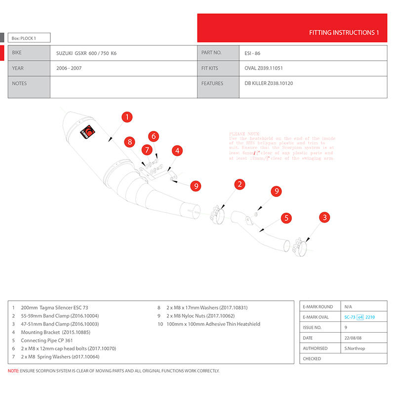 Scorpion Tagma Satin Titanium Oval Exhaust Carbon Outlet Suzuki GSXR750 ...