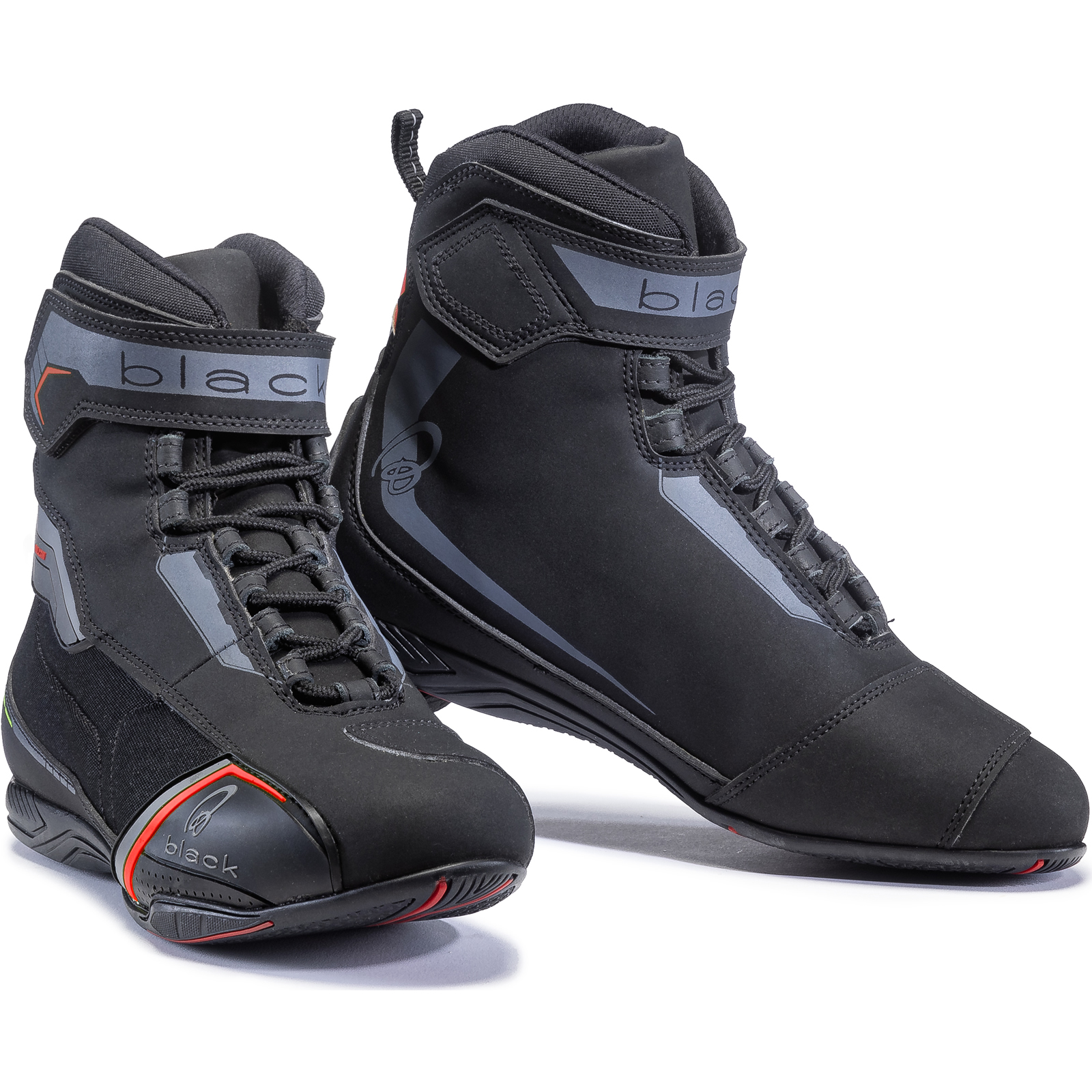 Black Vulcan Ankle Motorcycle Boots Motorbike Biker Shoes Microfibre ...