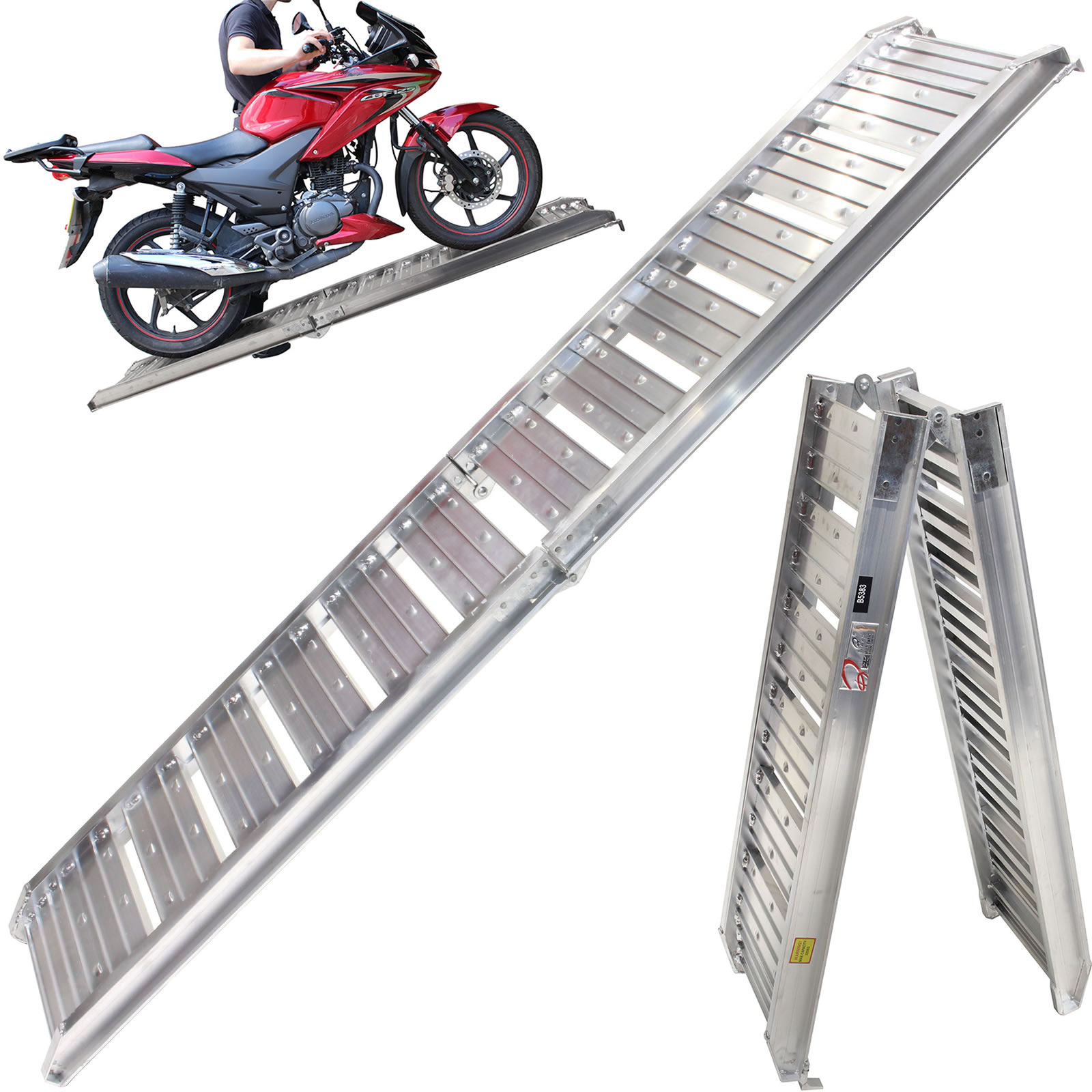Black Pro Range Aluminium Folding Motorcycle Loading Ramp (B5383) - New ...