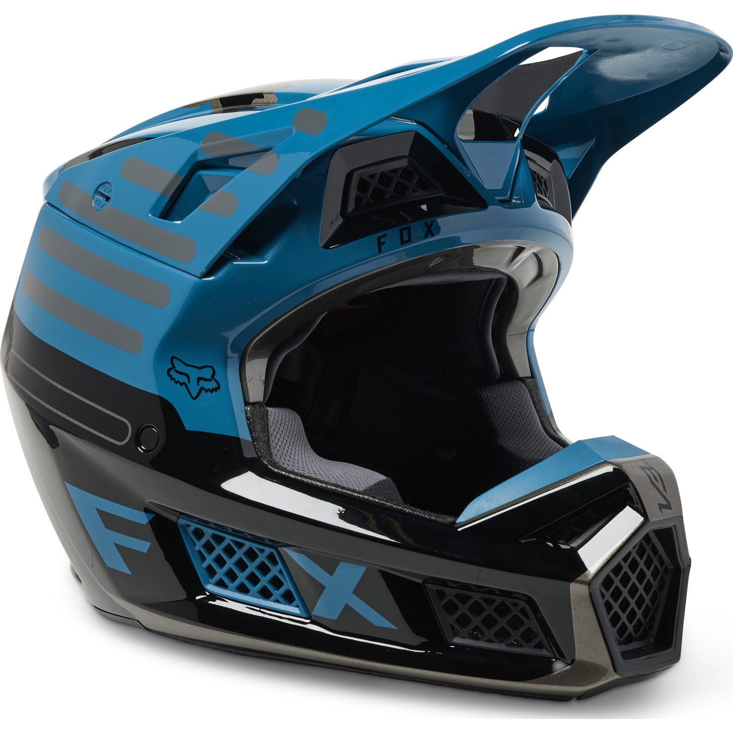 Fox Racing 2023 V3 RS Ryaktr Maui Blue Motocross Helmet - Helmets - Ghostbikes.com