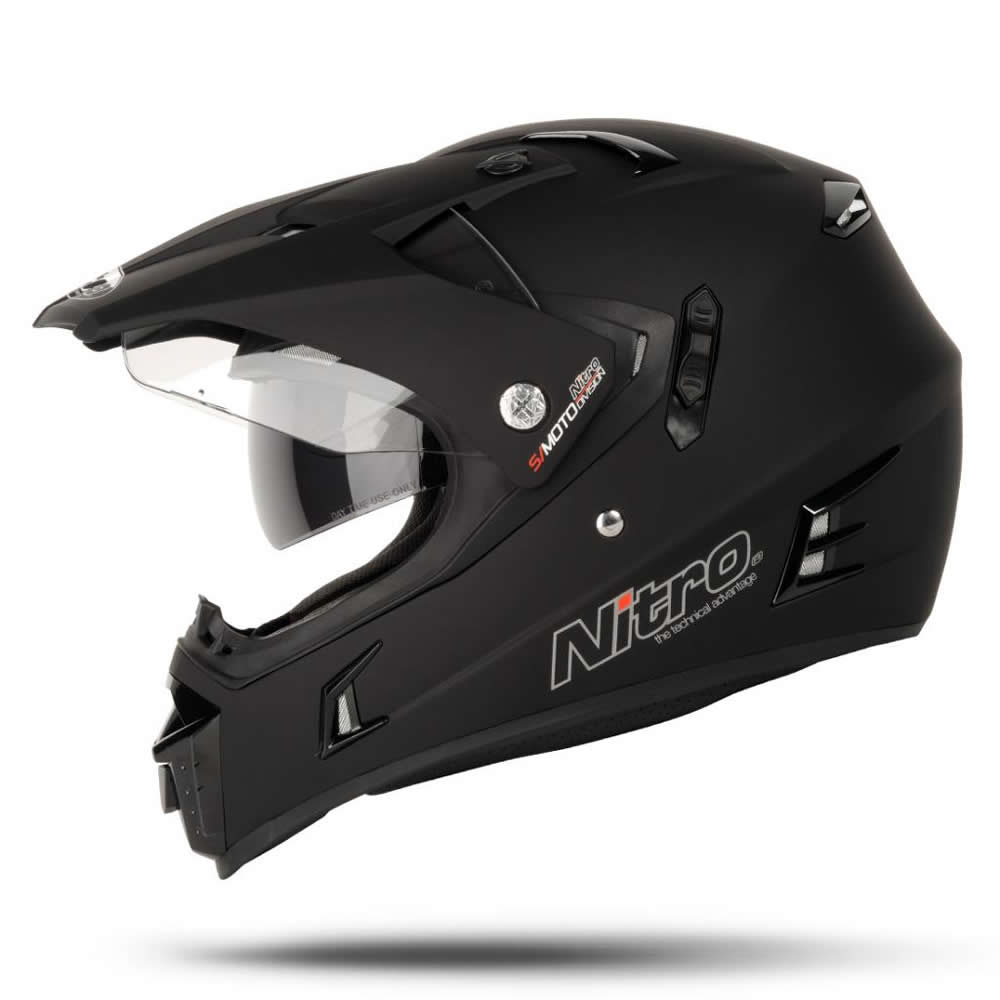 Nitro MX650 DVS Uno Matt Black Motorcycle Helmet Enduro Motocross Dual ...
