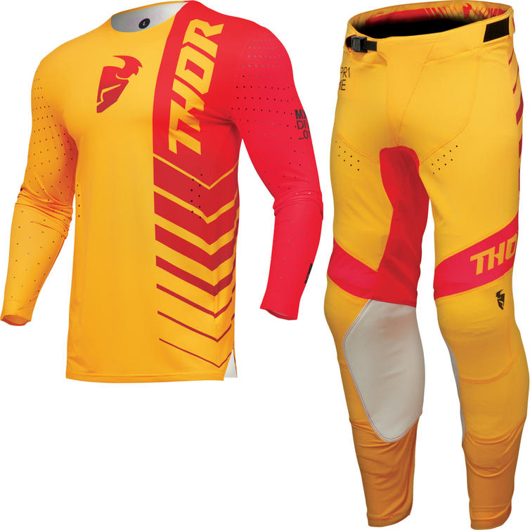 Thor Prime Analog 2024 Motocross Jersey & Pants Lemon Red Kit - New ...