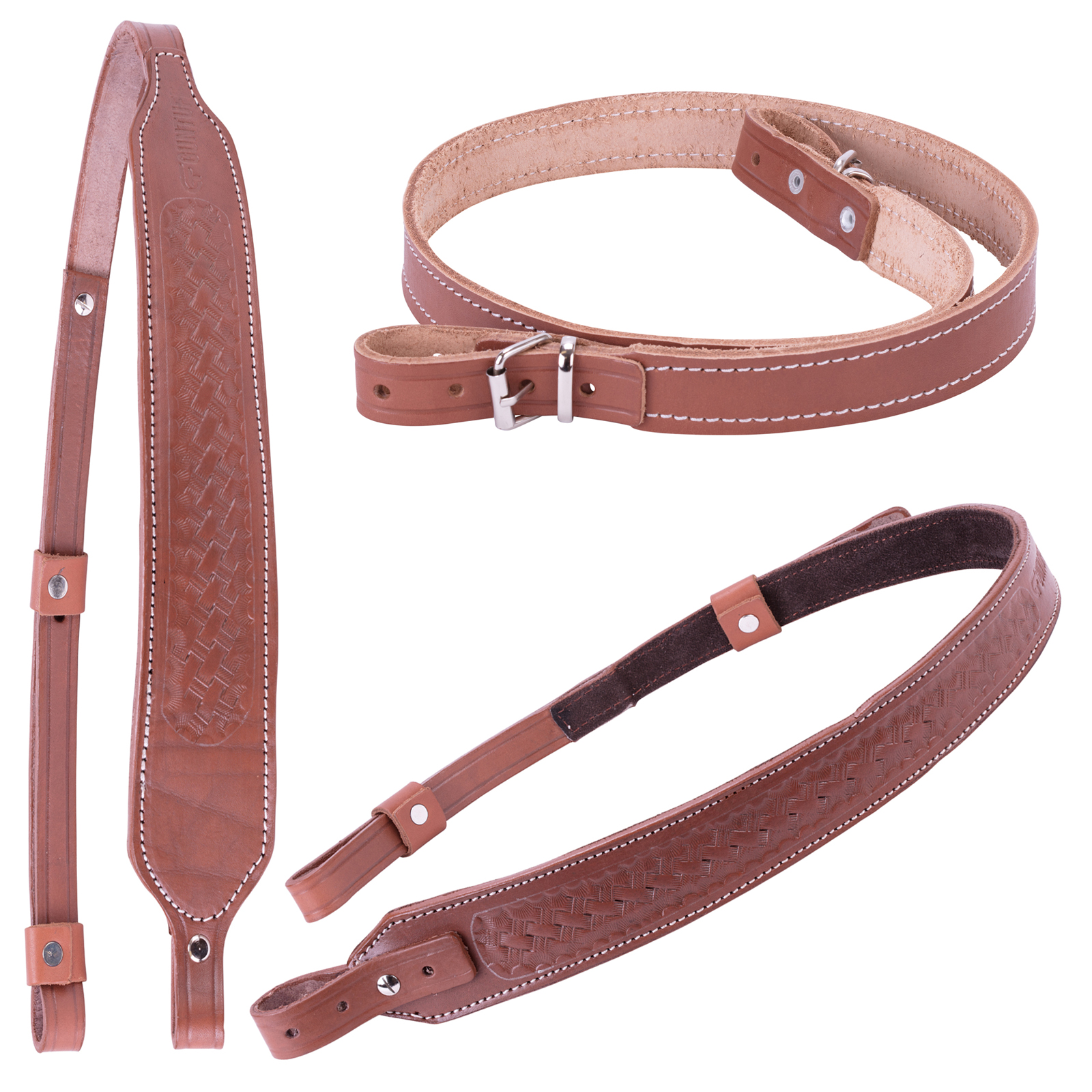 GunTuff Cobra Leather Sling Lined Adjustable Airgun Air Gun Rifle Brown ...