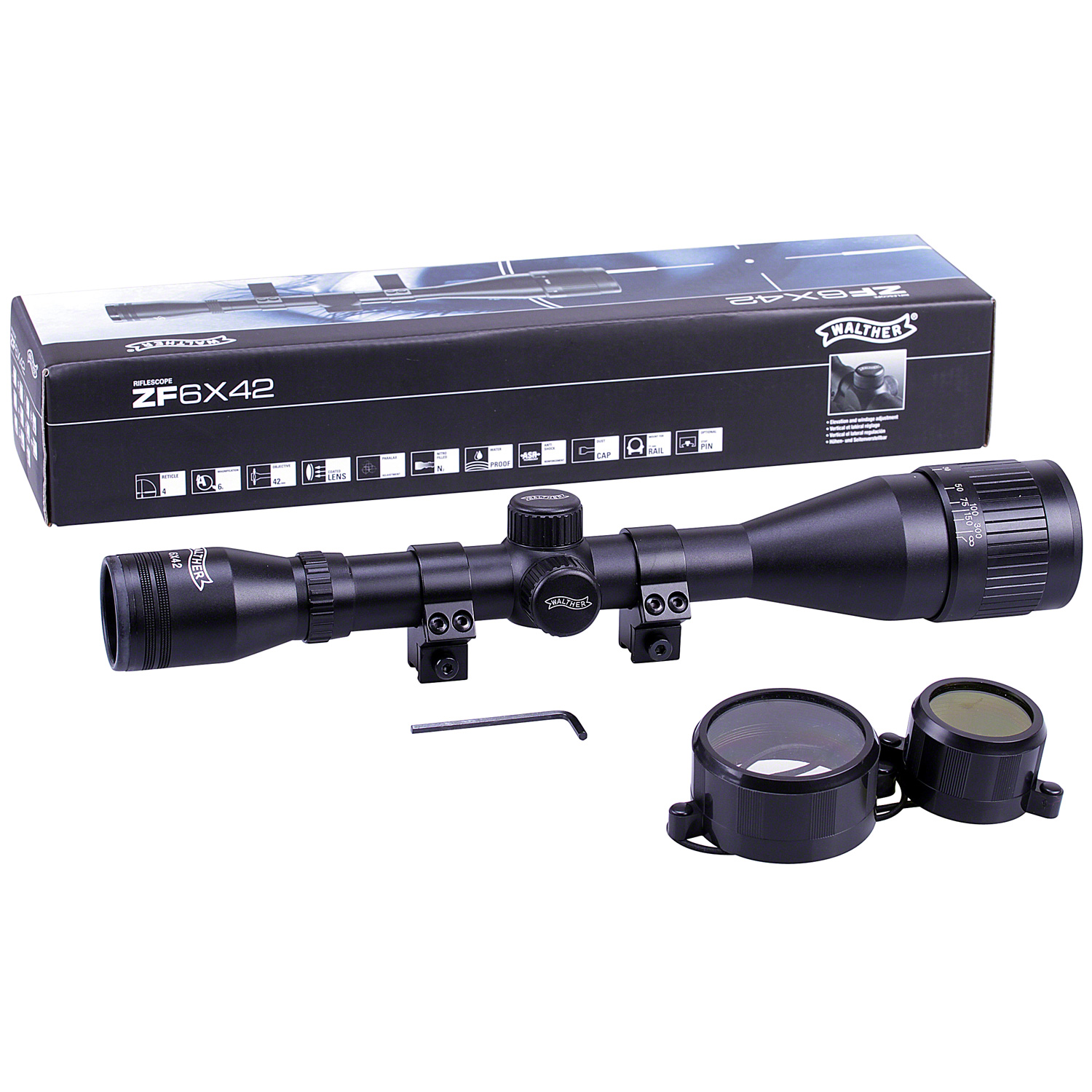 Walther 6x42 Rifle Scope PX AO Adjustable With 11mm Dovetail Mounts Hunting