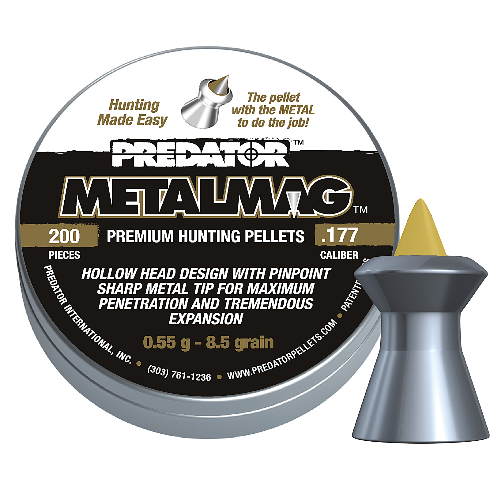 JSB Diabolo Predator Metalmag Pellets .177 4.50mm Hunting Air Rifle Gun ...