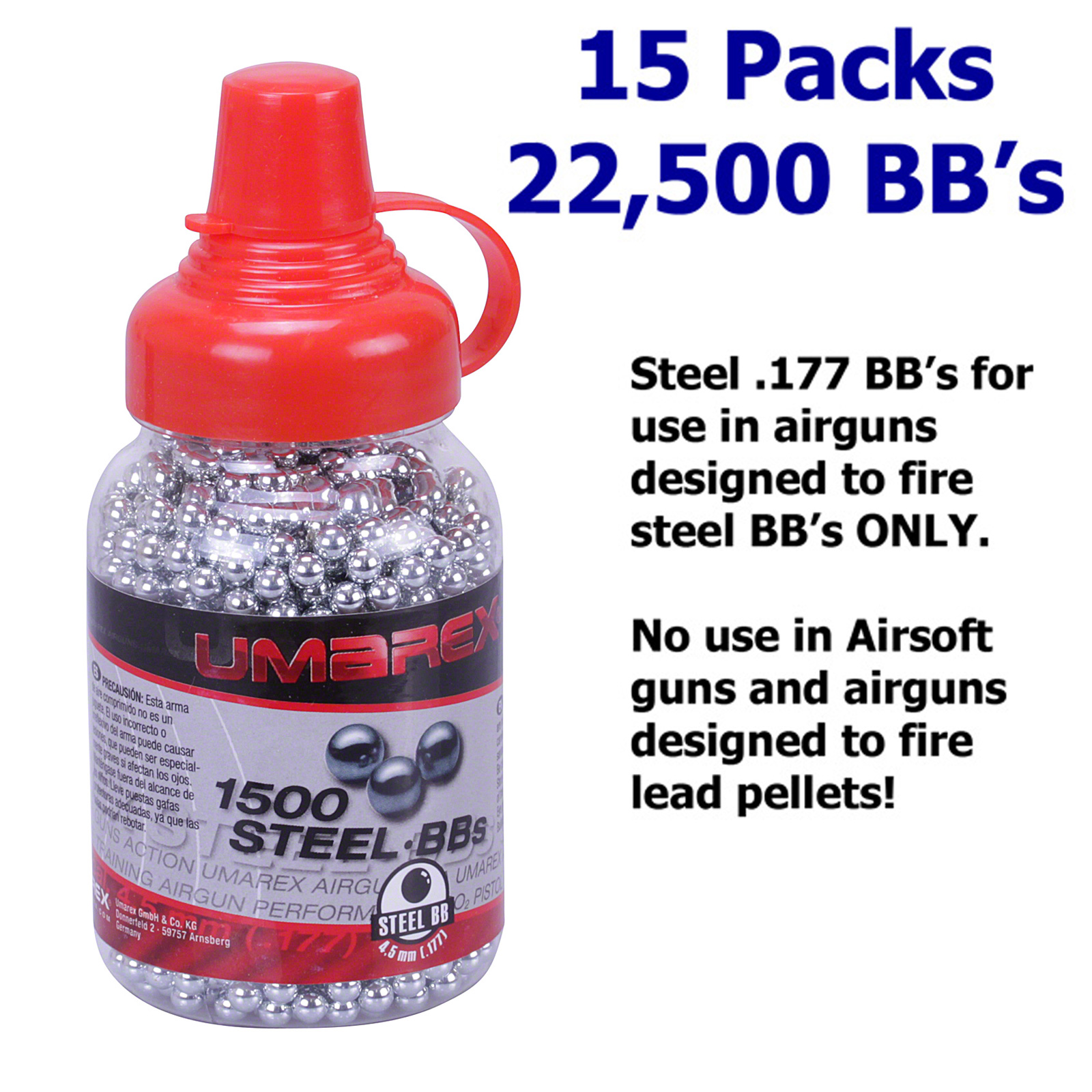 Umarex .177 4.5mm BBs Steel Ammo Metal Ball BB's Air Rifle Pistol ...