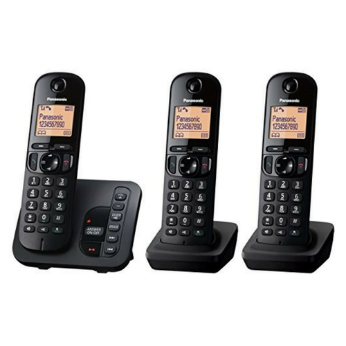 PANASONIC TGC223 CORDLESS TRIO PHONE WITH ANSWERING MACHINE BLACK KX ...