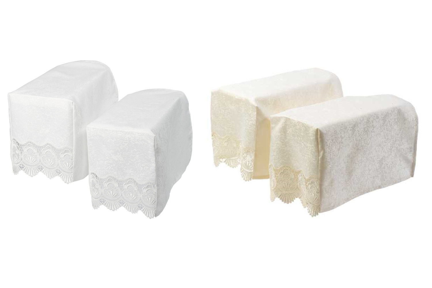 Traditional Macrame Pair of Square Arm Caps Decorative Lace Trim Sofa ...