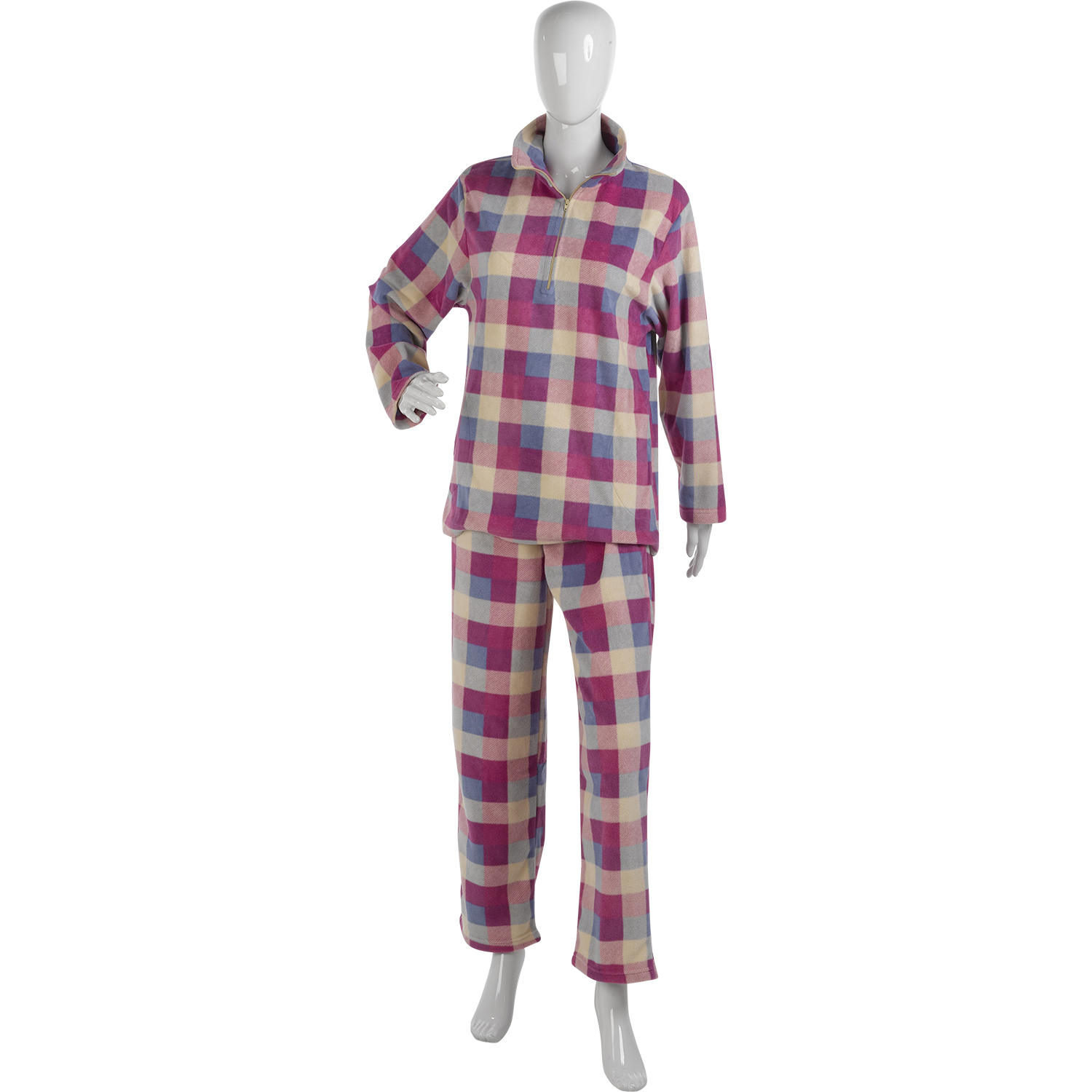 Womens Slenderella Checked Micro Fleece Pyjamas Ladies Warm Check ...