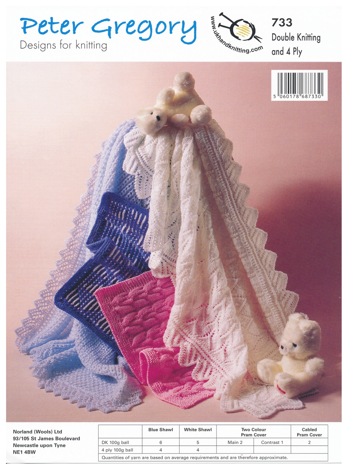 Peter Gregory Double Knitting Pattern - 733 Shawls & Pram Covers ...