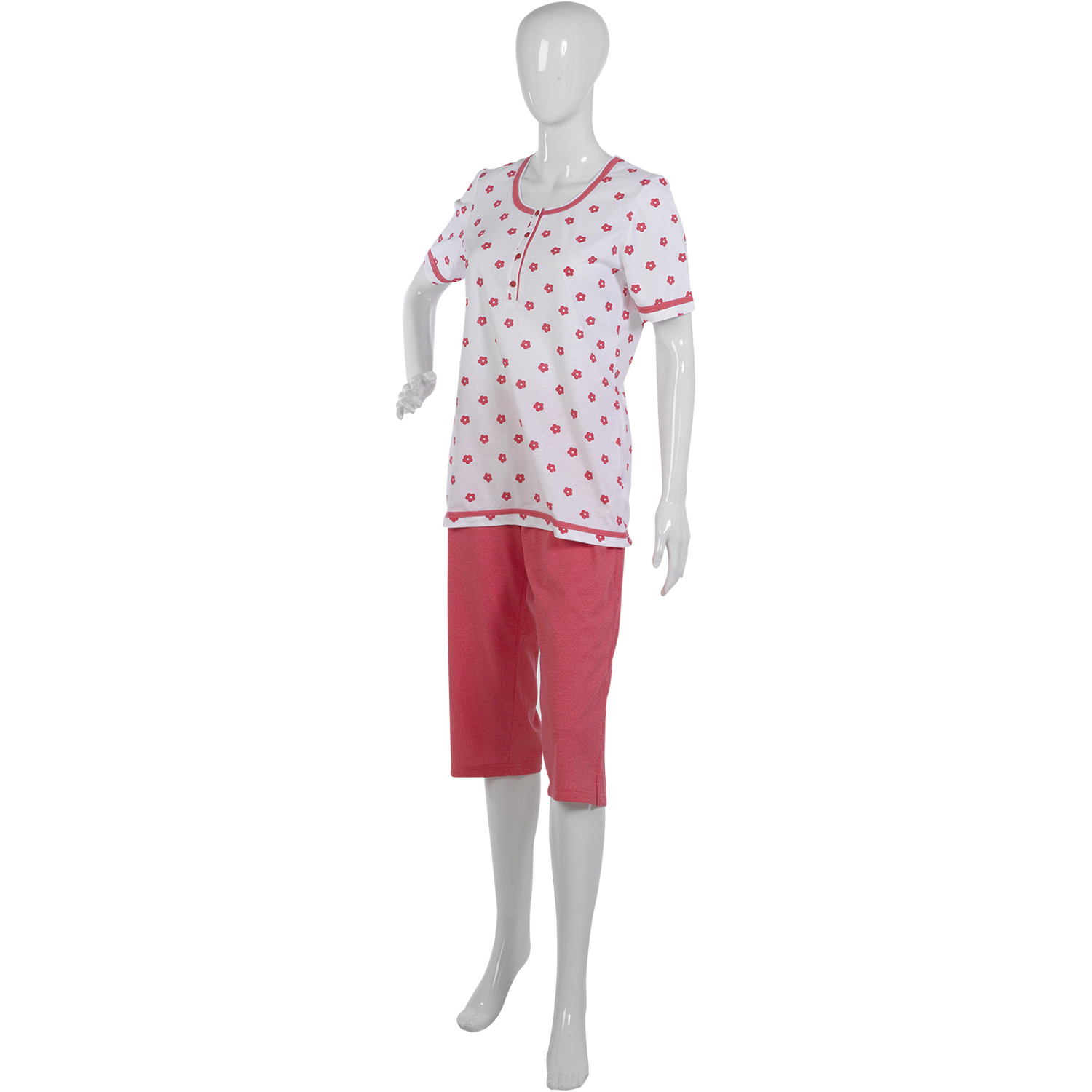 Ladies 100% Cotton Flower & Polka Dot Pyjamas S - XL (Aqua or Red ...