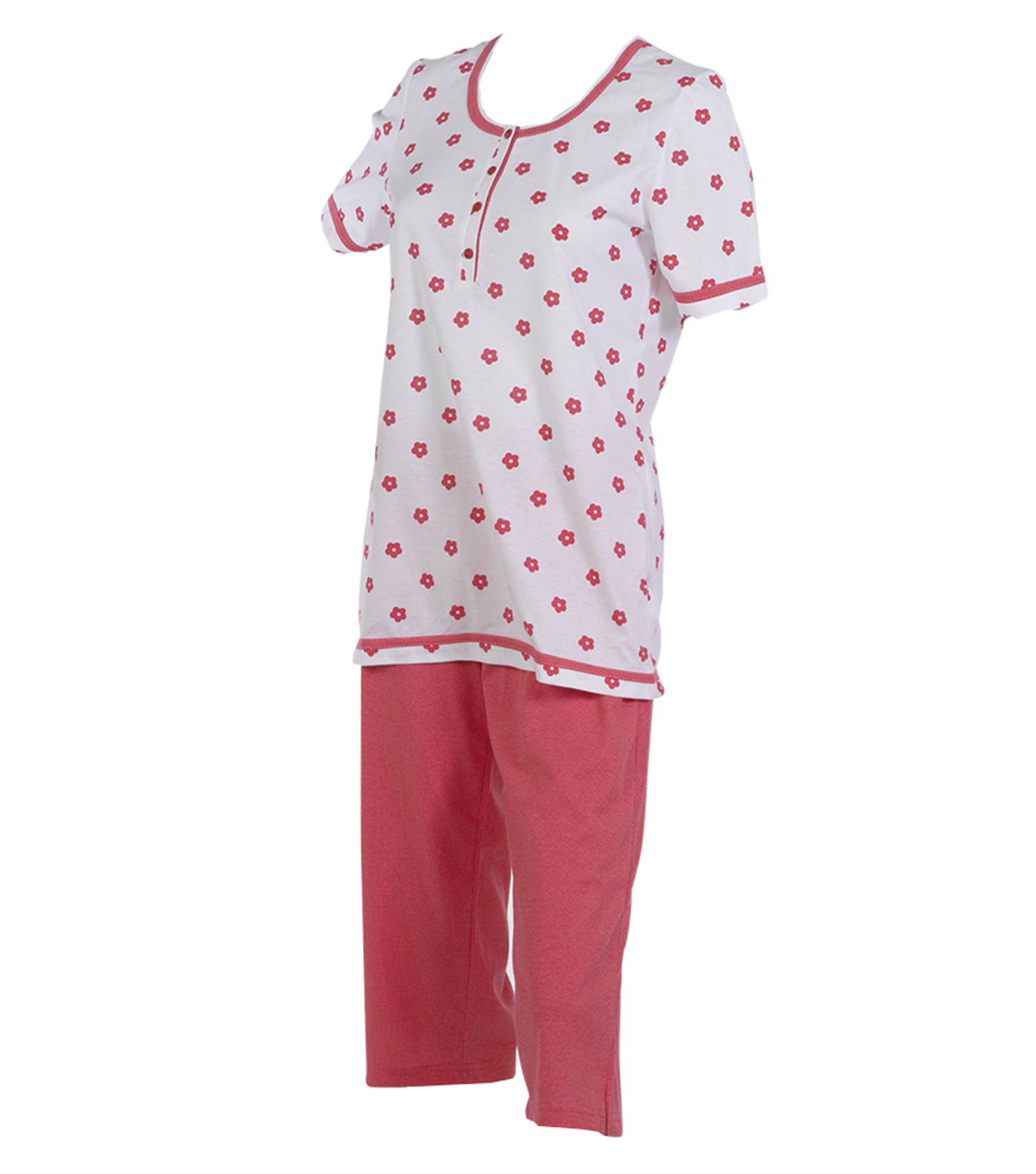 Ladies 100% Cotton Flower & Polka Dot Pyjamas S - XL (Aqua or Red ...