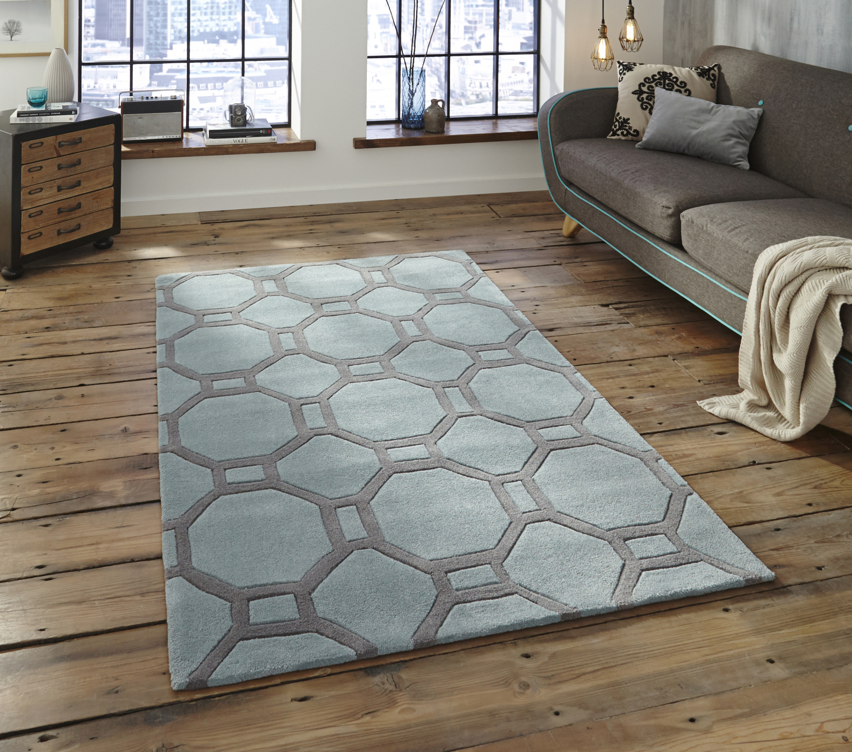 Hong Kong Octagon & Rectangle Rug 100% Hand Tufted Acrylic Large ...