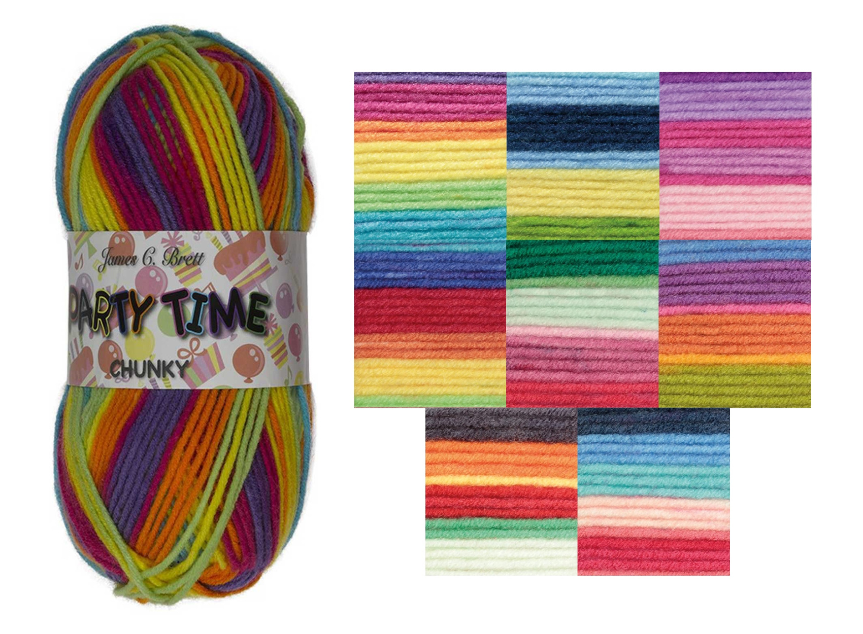 Party Time Chunky Premium Acrylic Knitting Yarn 1 5 10 x 100g James ...