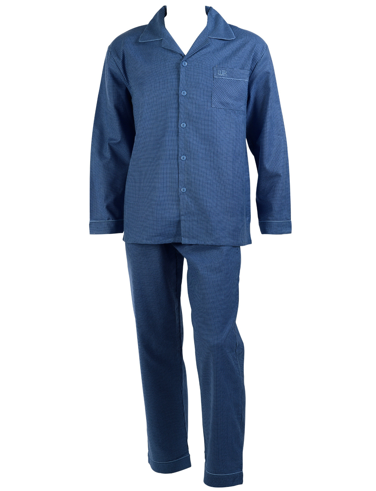Checked Pyjamas Set Mens 100% Cotton Walker Reid Long Sleeved Nightwear ...