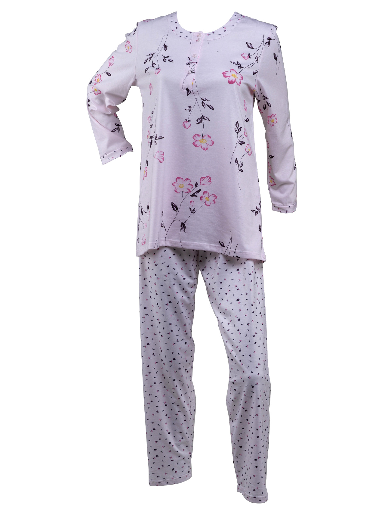 Ladies Jersey Cotton Floral Pyjamas Set S - XL (Blue or Pink) – Mill ...