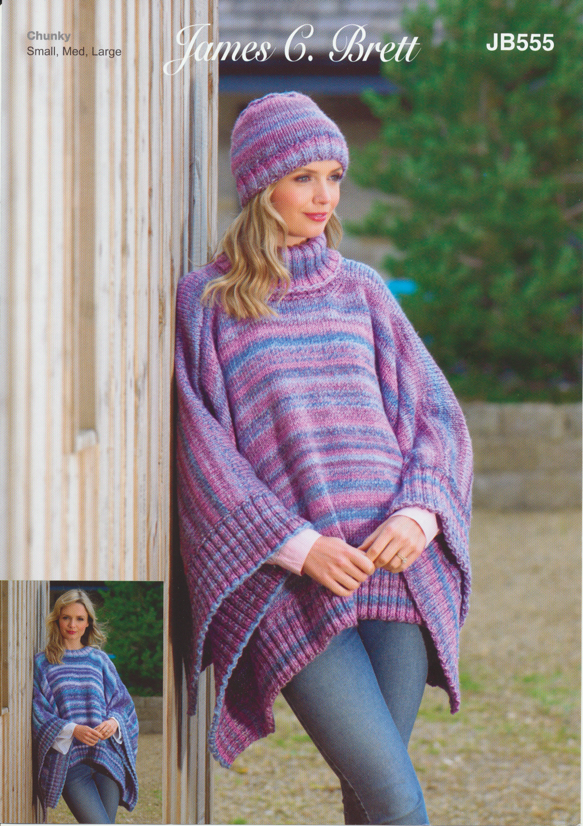 James Brett Chunky Knitting Pattern - Ladies Tabbard & Hat (JB555 ...