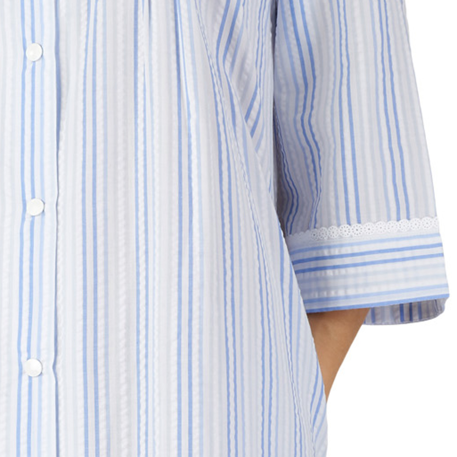 Bathrobe Button Poppers Womens Seersucker Stripe Concealed Pocket ...