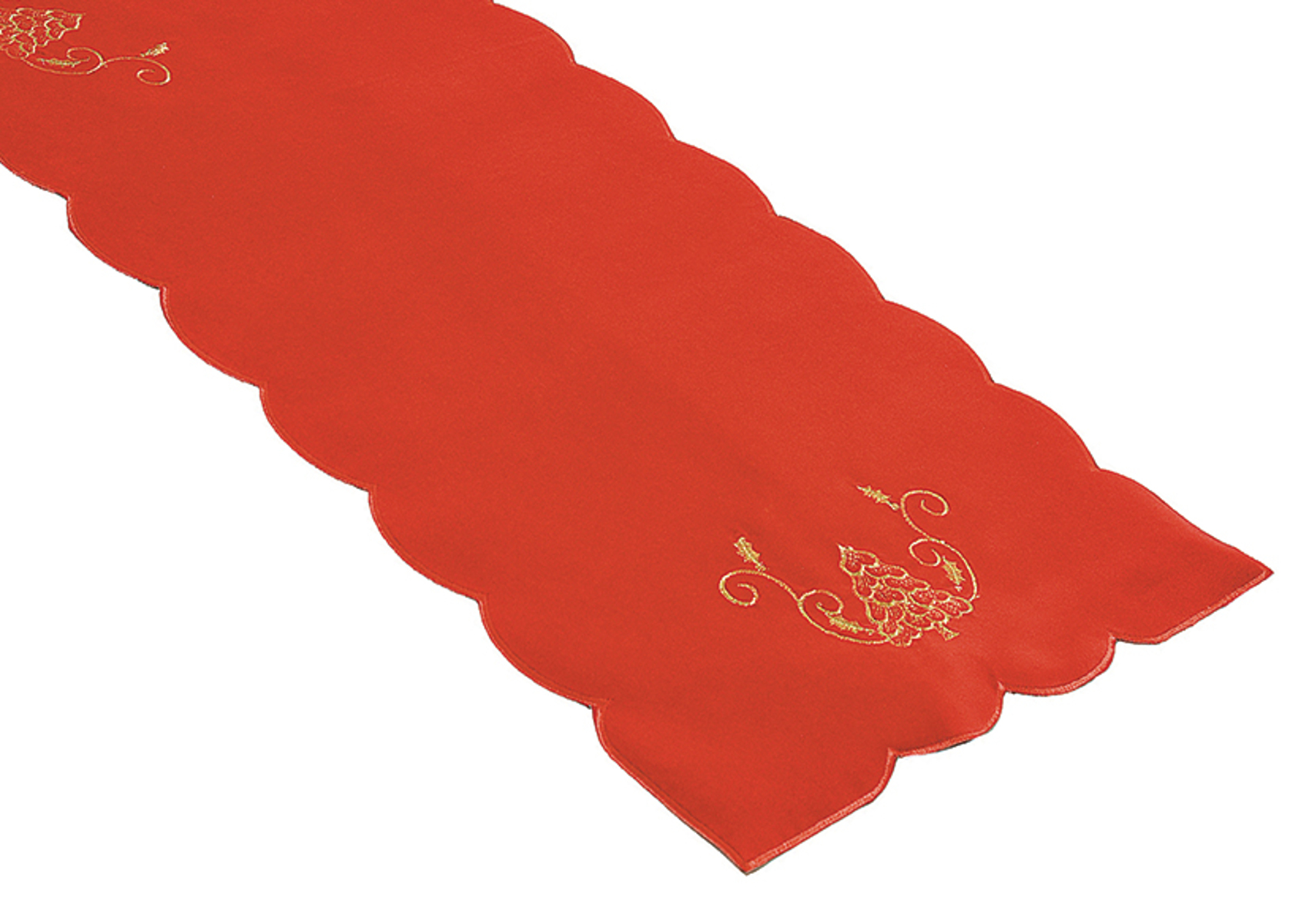 Red Velvet Table Runner with Gold Christmas Tree Embroidery (13" x 72 ...