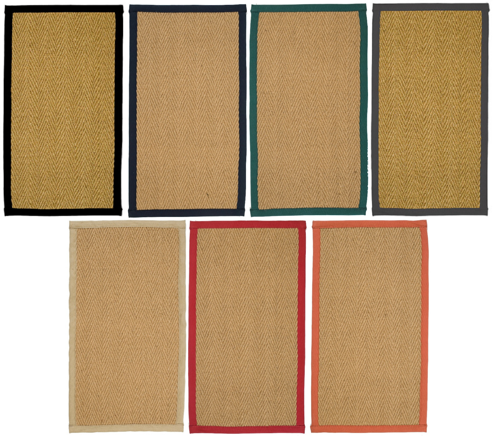 Natural Herringbone Weave Coir Rug or Runner with Coloured Border (7 ...