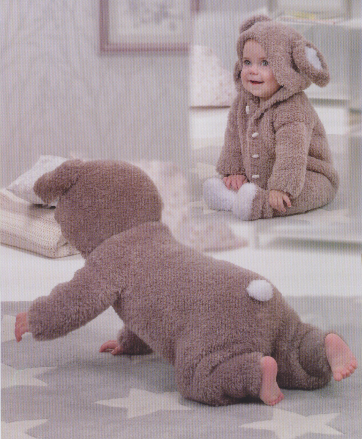 Wendy Peter Pan Baby Chunky Knitting Pattern - Bunny All in One (P1295 ...