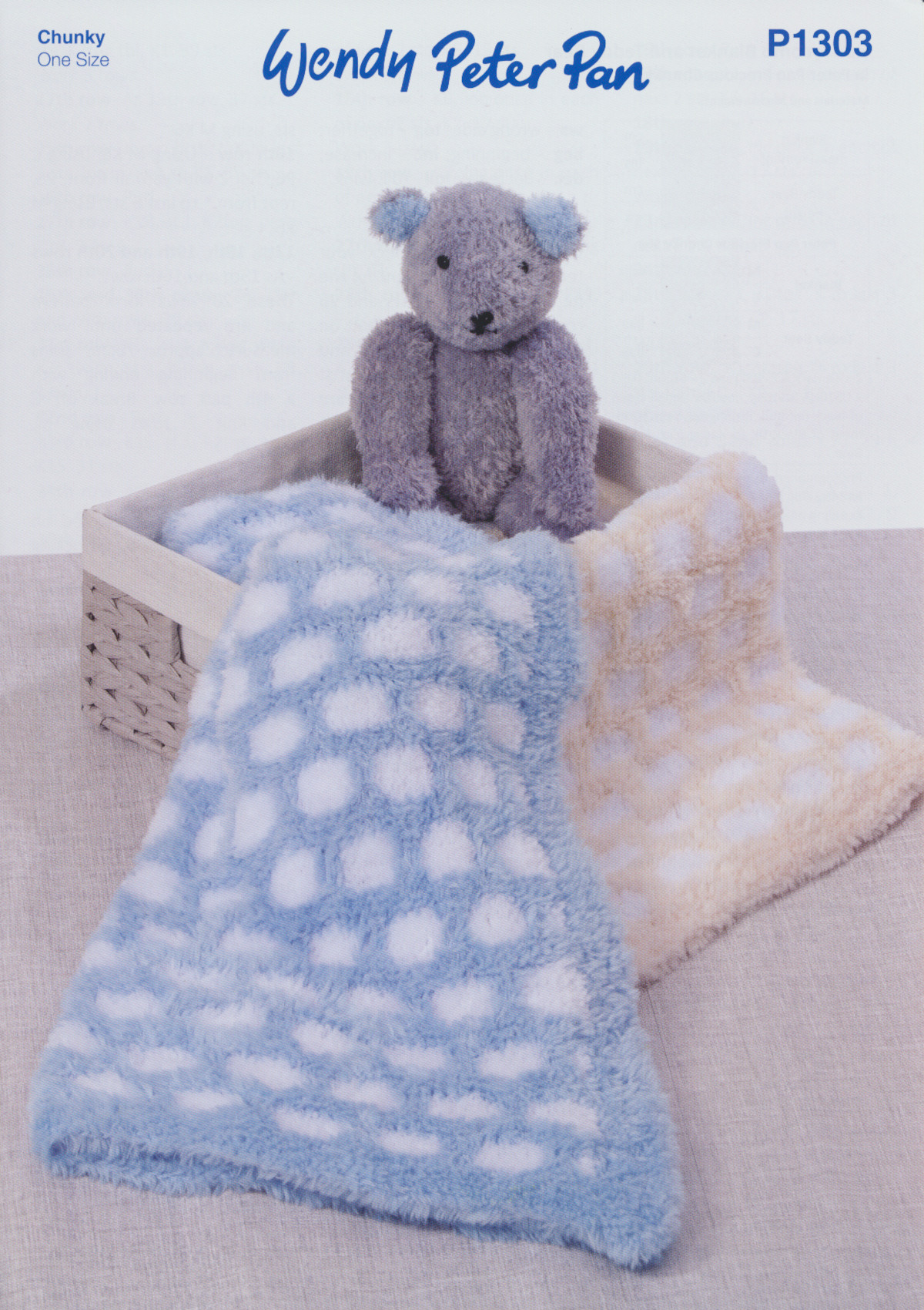 Wendy Peter Pan Chunky Knitting Pattern - Blanket & Teddy Bear (P1303 ...