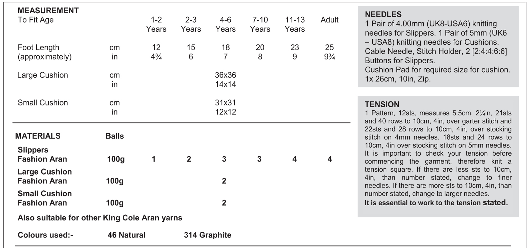 King Cole Aran Knitting Pattern - 3471 Knitted Slippers & Cushions ...
