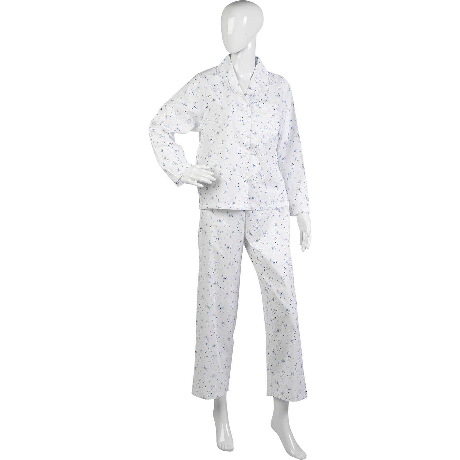 Womens Slenderella Flower Design PJs Long Sleeved Button Up Polycotton ...