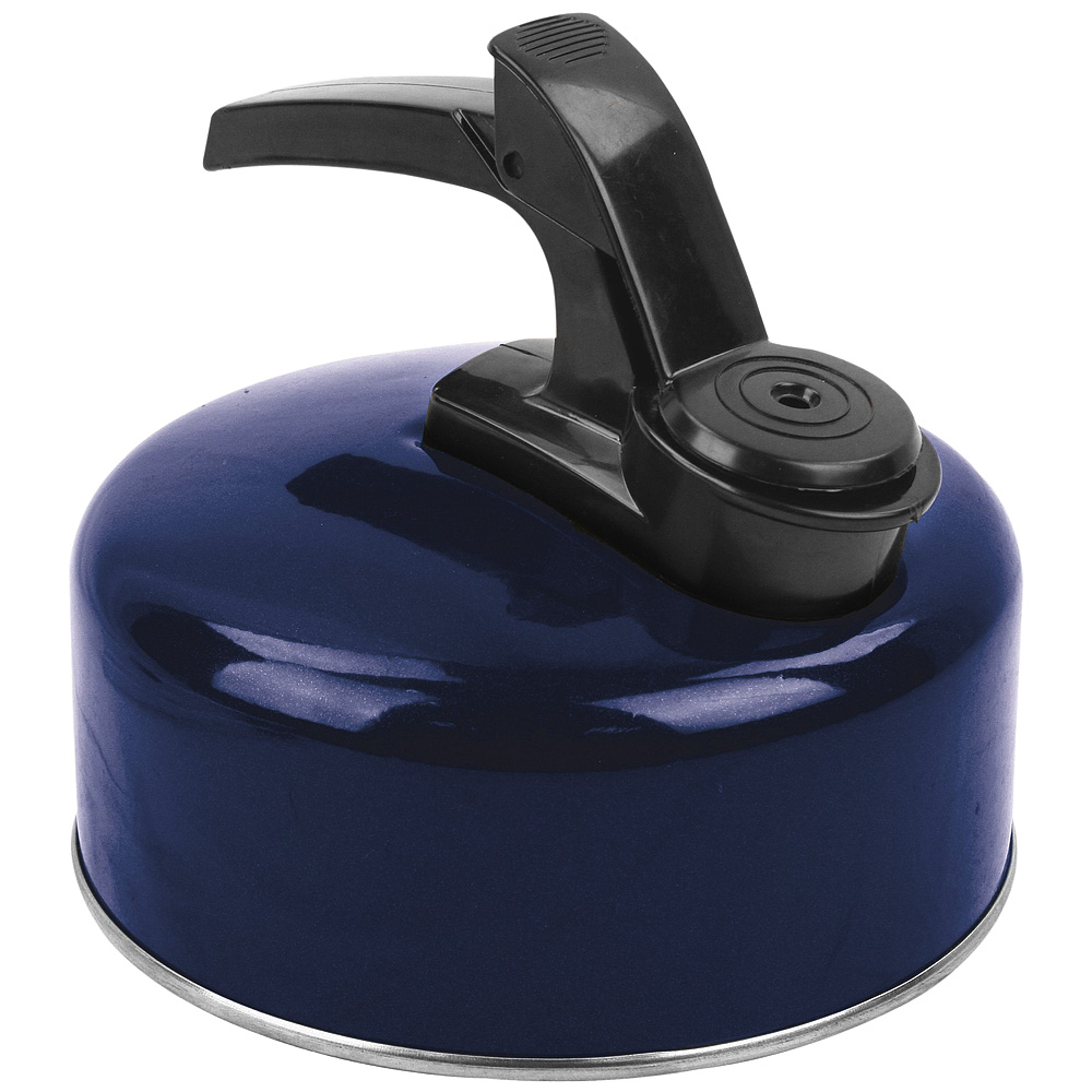 Highlander Small Light 1 Litre Aluminium Whistling Kettle Camping Dark Navy Blue 5034358091170