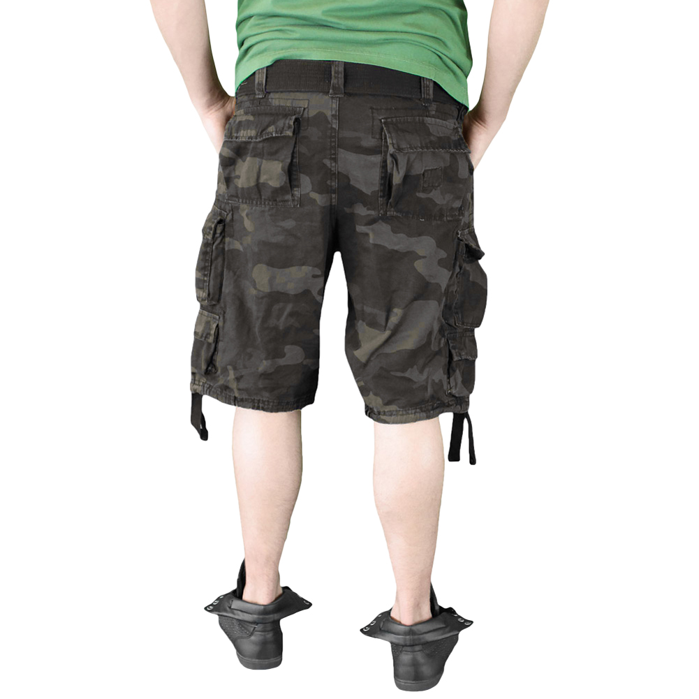 Surplus US Combat Division Mens Cargo Army Style Shorts + Belt Black ...