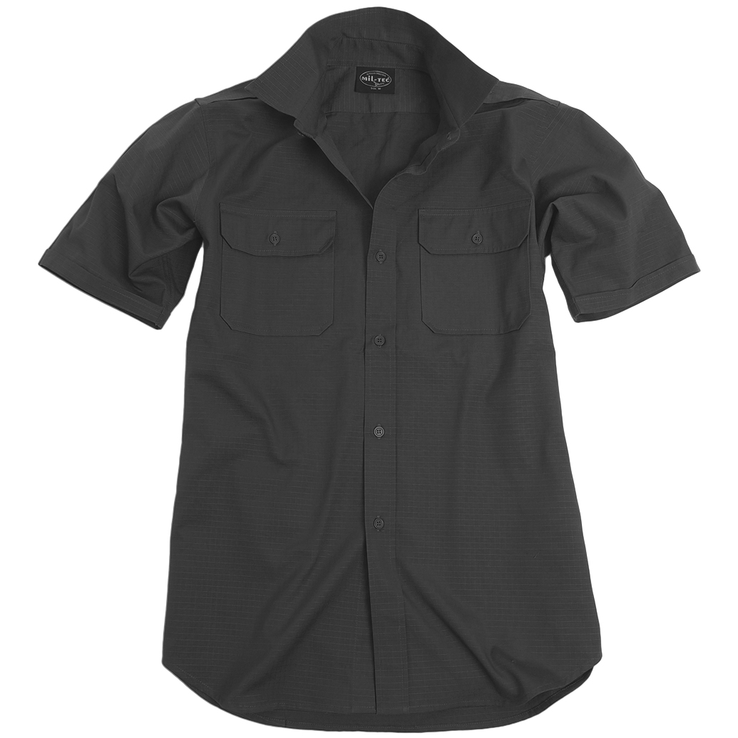 Mil-Tec Mens Short Sleeve Police Uniform Shirt Security Ripstop Cotton ...