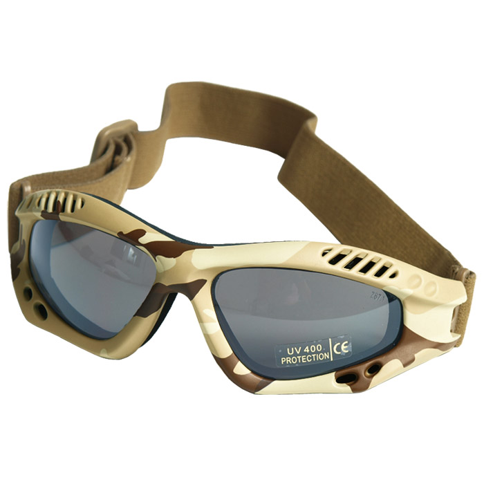 Mil-Tec Commando Goggles Air Pro Smoke Lens Desert Frame | 3-Colour ...