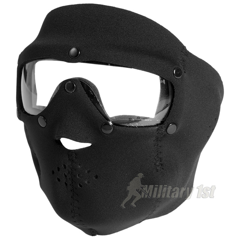 Swiss Eye Neoprene Face Mask with Integrated Goggles Black Clear Lens
