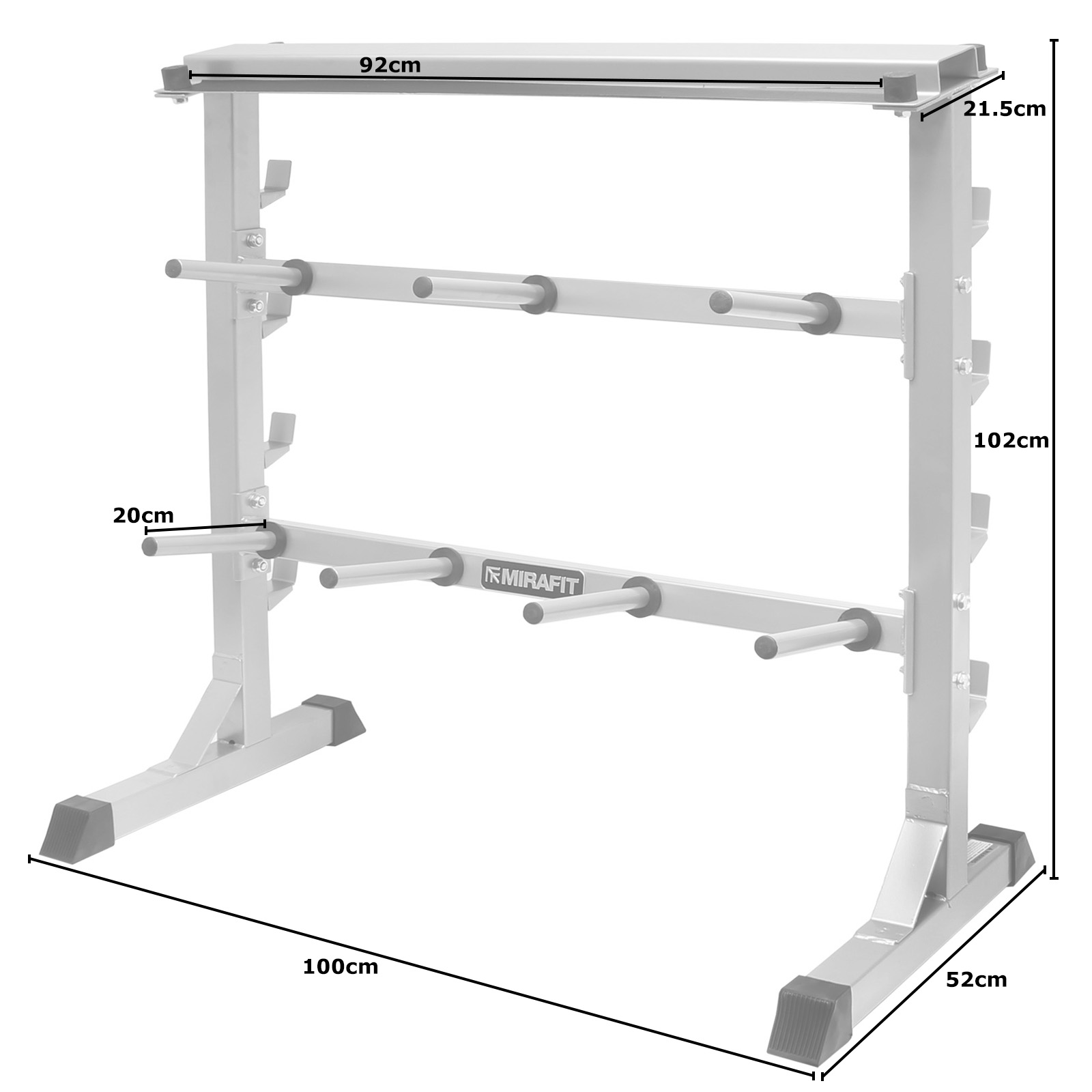 Mirafit 300kg Gym Weight Plate & Bar Rack Storage Stand/Holder Dumbbell ...