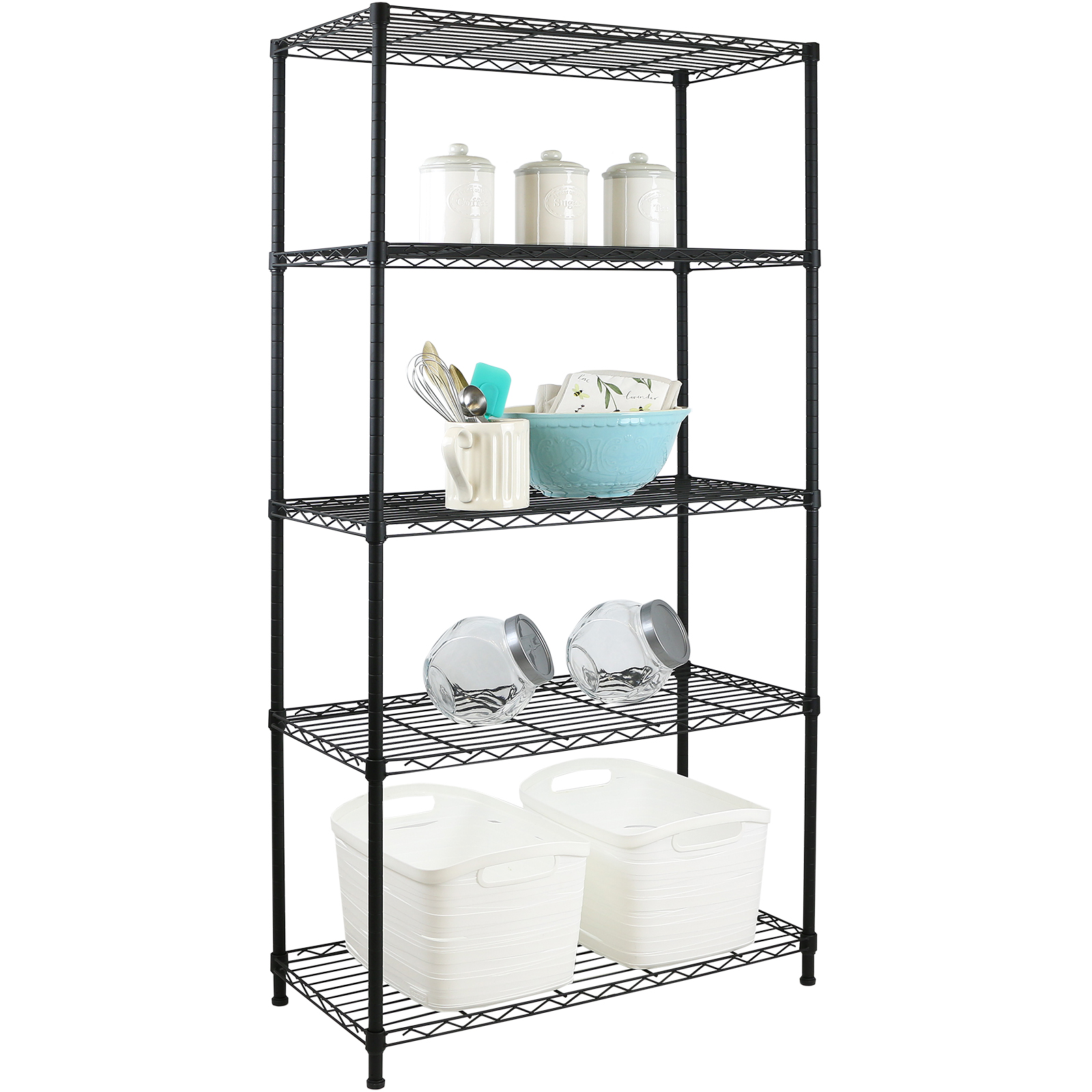Hartleys 150cm 5 Tier Adjustable Wire Shelving Unit - Black for sale ...