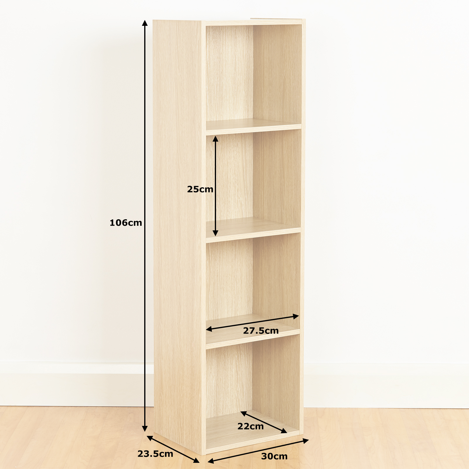 4 Tier Wooden Oak Cube Bookcase Storage Display Unit Modular Shelving ...