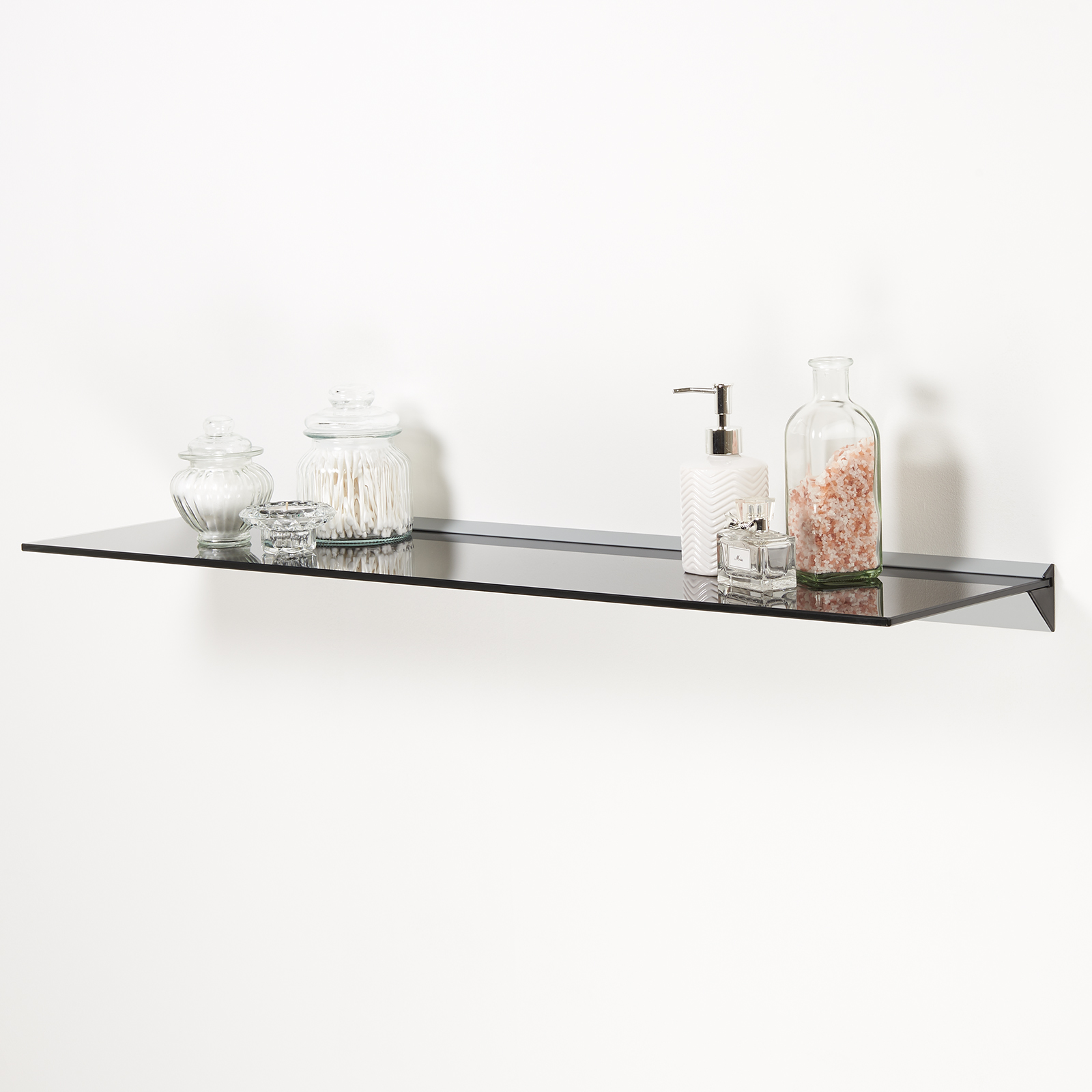 Use Of Floating Glass Shelves As Bathroom Glass Shelves